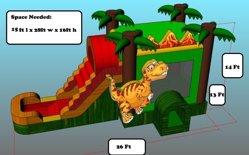 Inflatable Dinosaur Jumpy with Slide for rent in Orange County